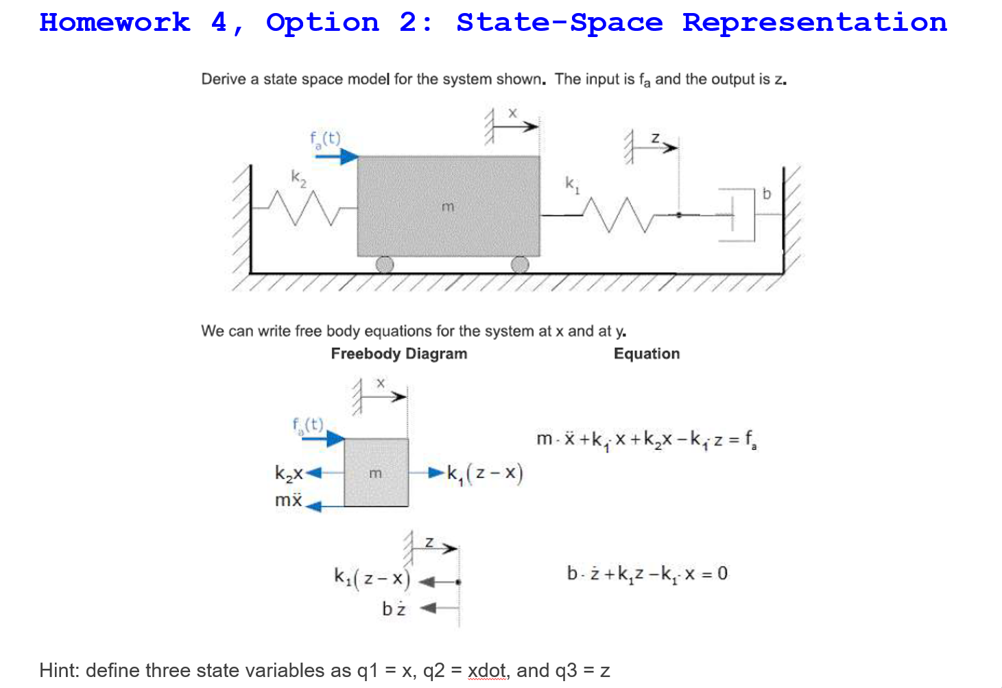 Solved Derive a state space model for the system shown. The | Chegg.com