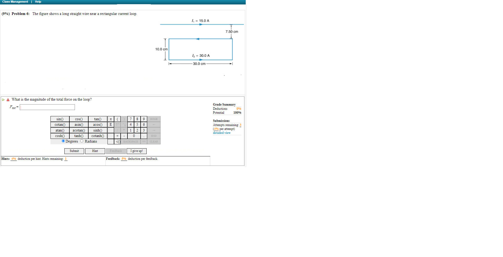 Solved (9\%) Problem 6: The figure shows a long straight | Chegg.com