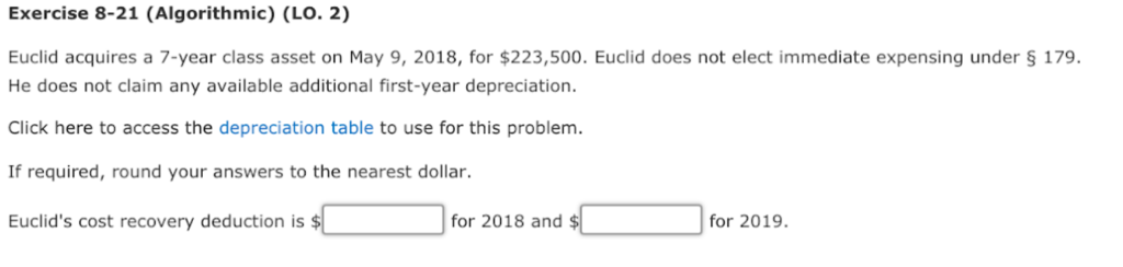 Solved Exercise 8-21 (Algorithmic) (LO. 2) Euclid acquires a | Chegg.com