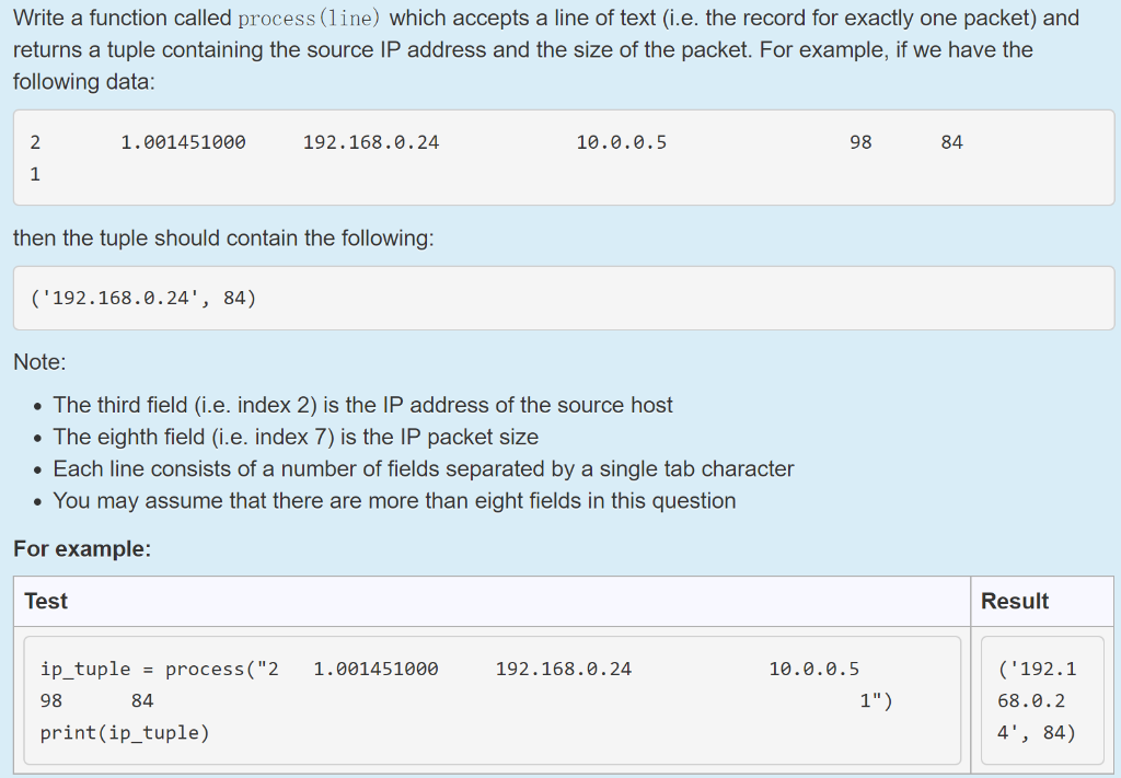 Solved Write a function called process (line) which accepts | Chegg.com