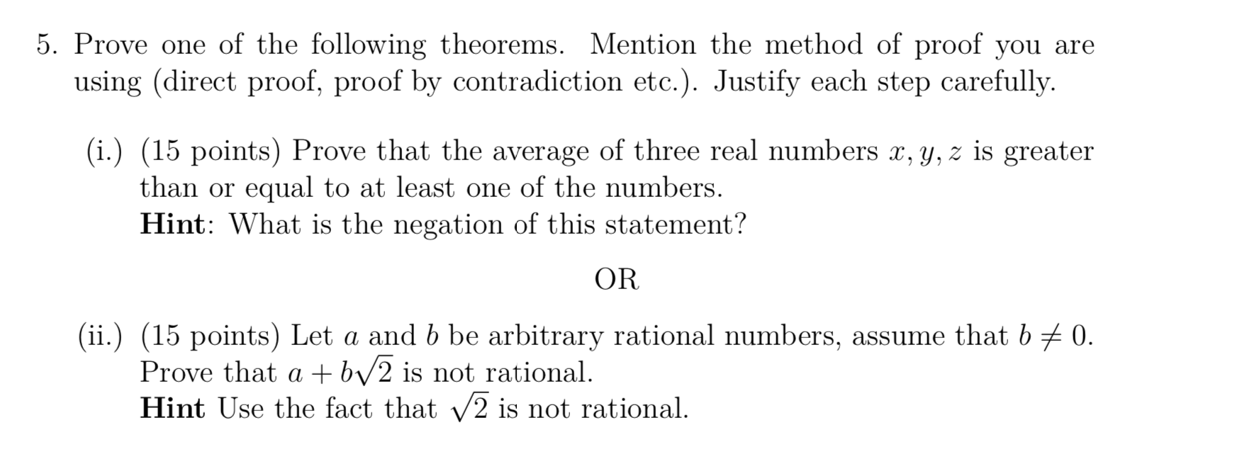 Solved 5. Prove one of the following theorems. Mention the | Chegg.com