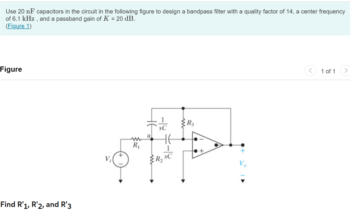 Use 20nF capacitors in the circuit in the following | Chegg.com