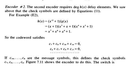 Solved Encoder #2. The second encoder requires deg h(x) | Chegg.com