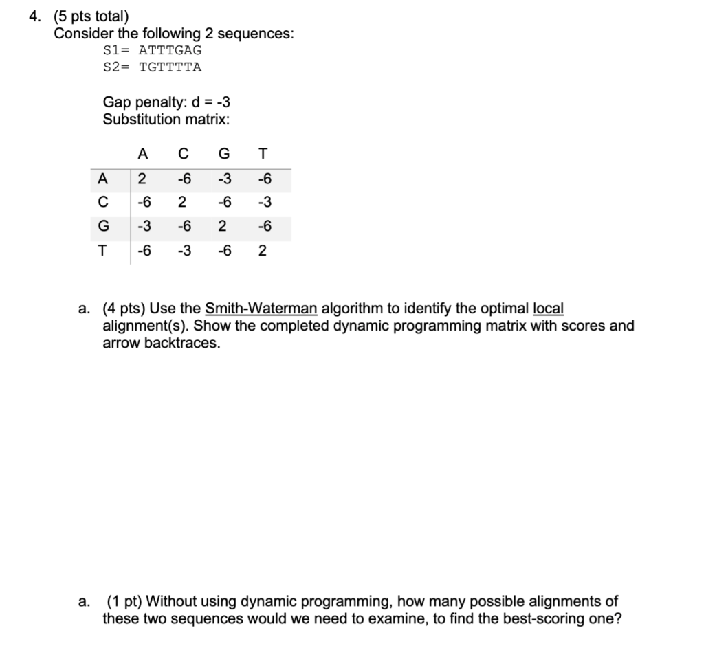 4. (5 pts total) Consider the following 2 sequences: | Chegg.com