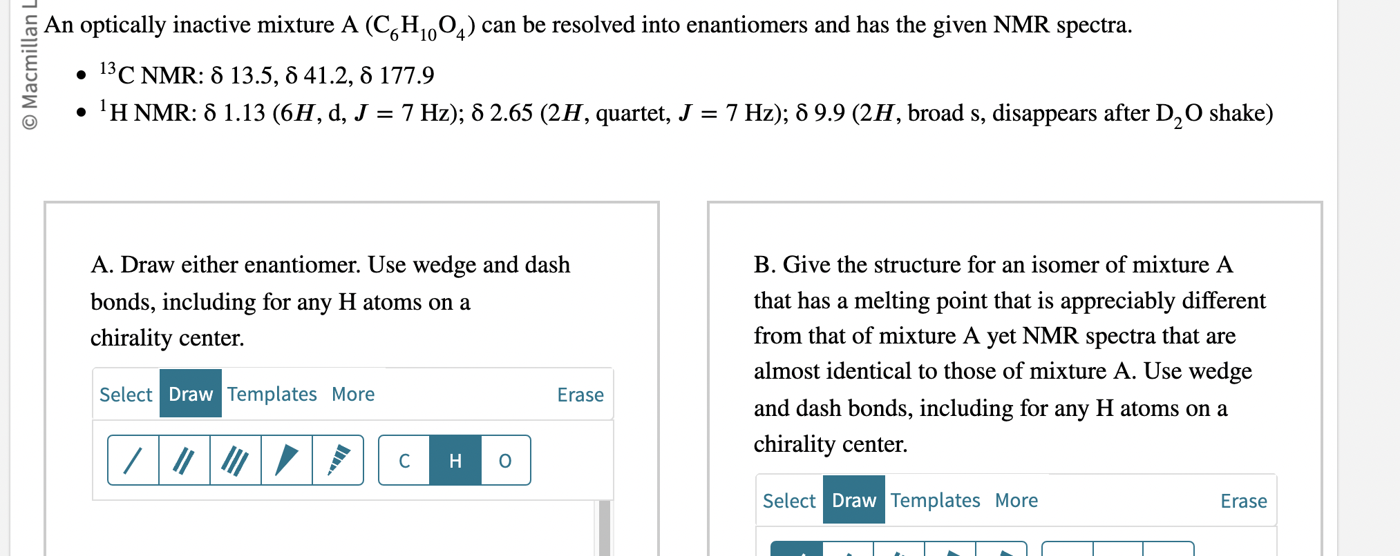 Solved An optically inactive mixture A(C6H10O4) ﻿can be | Chegg.com