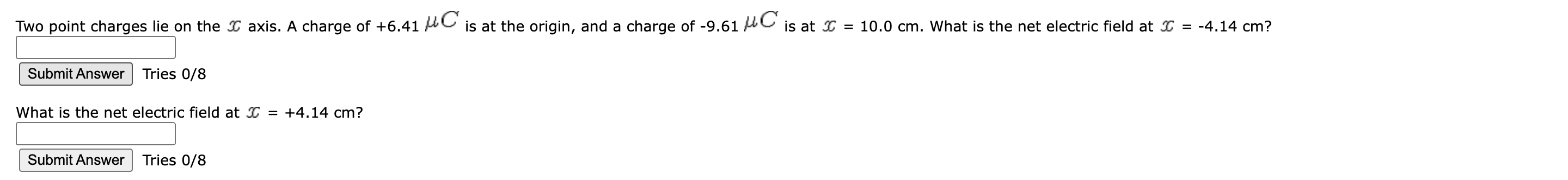 Solved Two Doint charaes lie on the x axis. A charge of | Chegg.com