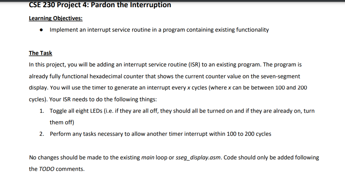 Solved CSE 230 Project 4: Pardon the Interruption Learning | Chegg.com