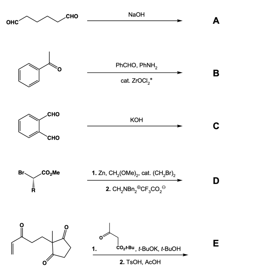 Solved NaOH CHO NaOH OHC PhCHO, PhNH, cat. ZrOCI,* CHO KOH | Chegg.com