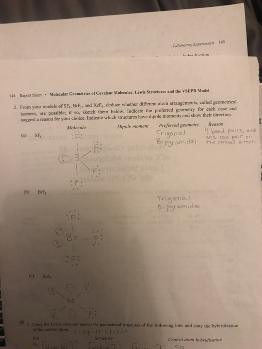 Solved Laboratory Experiments 145 144 Report Sheet Molecular | Chegg.com