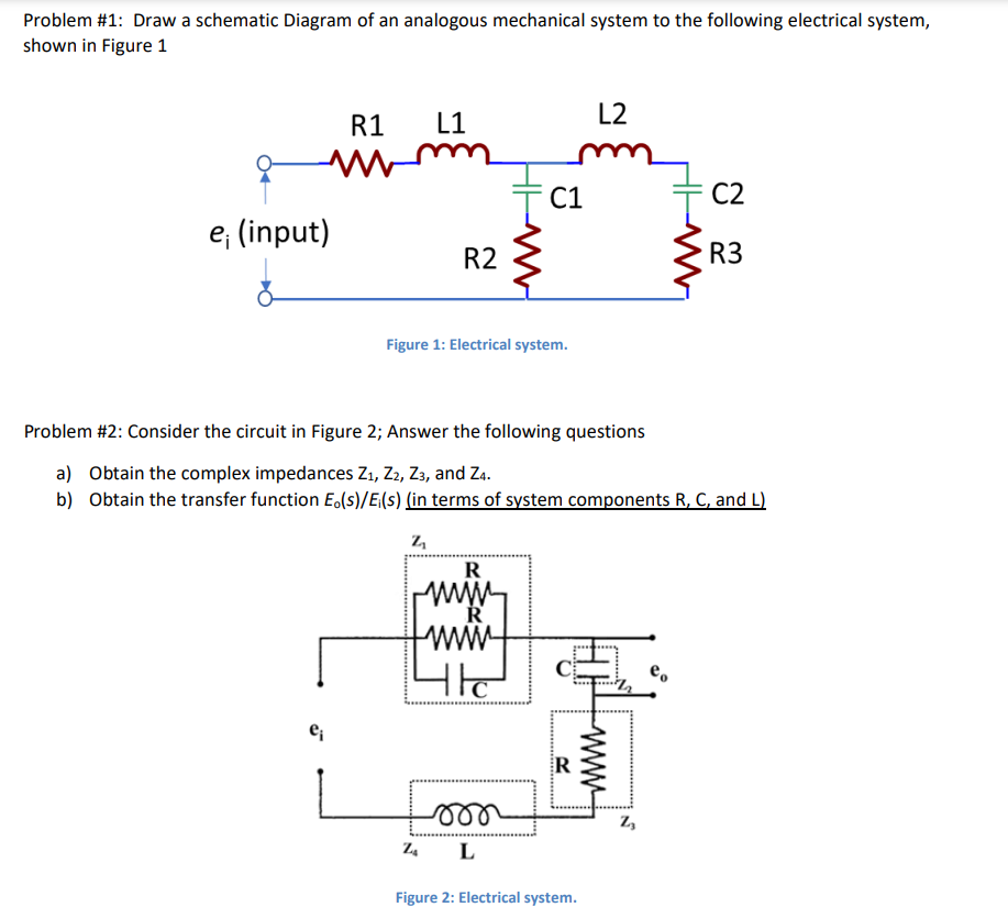 Solved Problem #1: Draw a schematic Diagram of an analogous | Chegg.com