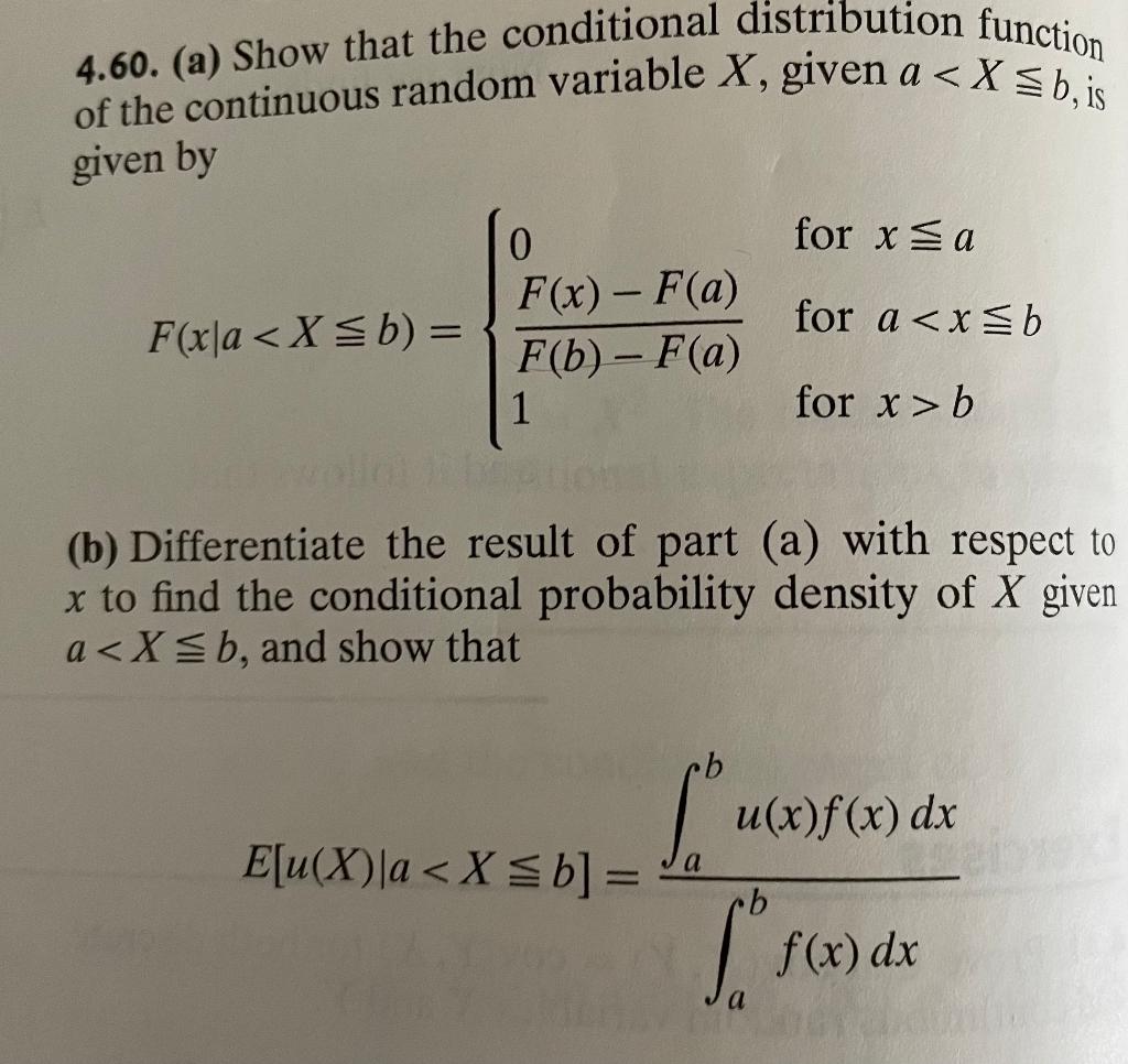 Solved 4 60 A Show That The Conditional Distribution