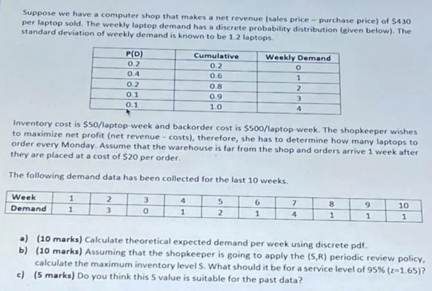 Solved Suppose we have a computer shop that makes a net | Chegg.com