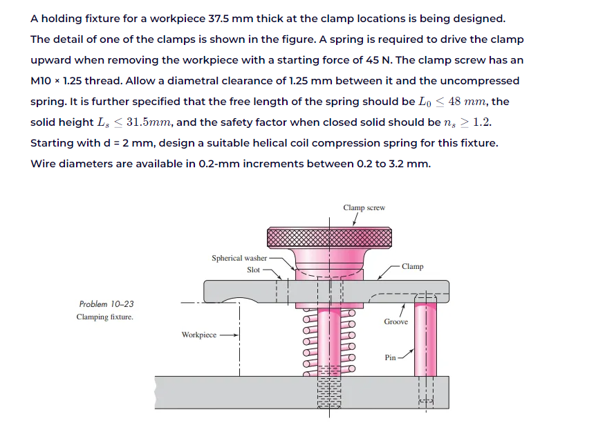 Solved A holding fixture for a workpiece 37.5 mm thick at | Chegg.com
