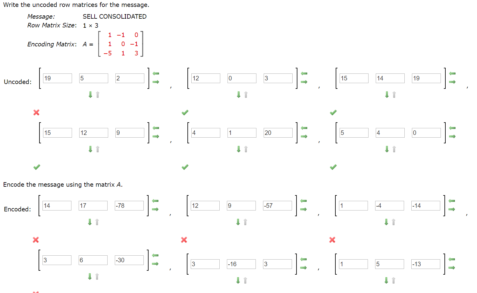 Solved Write the uncoded row matrices for the message. | Chegg.com