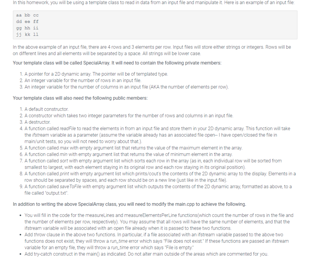 Solved c++ main.cpp #include "SpecialArray.h" #include | Chegg.com