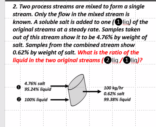 Solved 2. Two process streams are mixed to form a single | Chegg.com