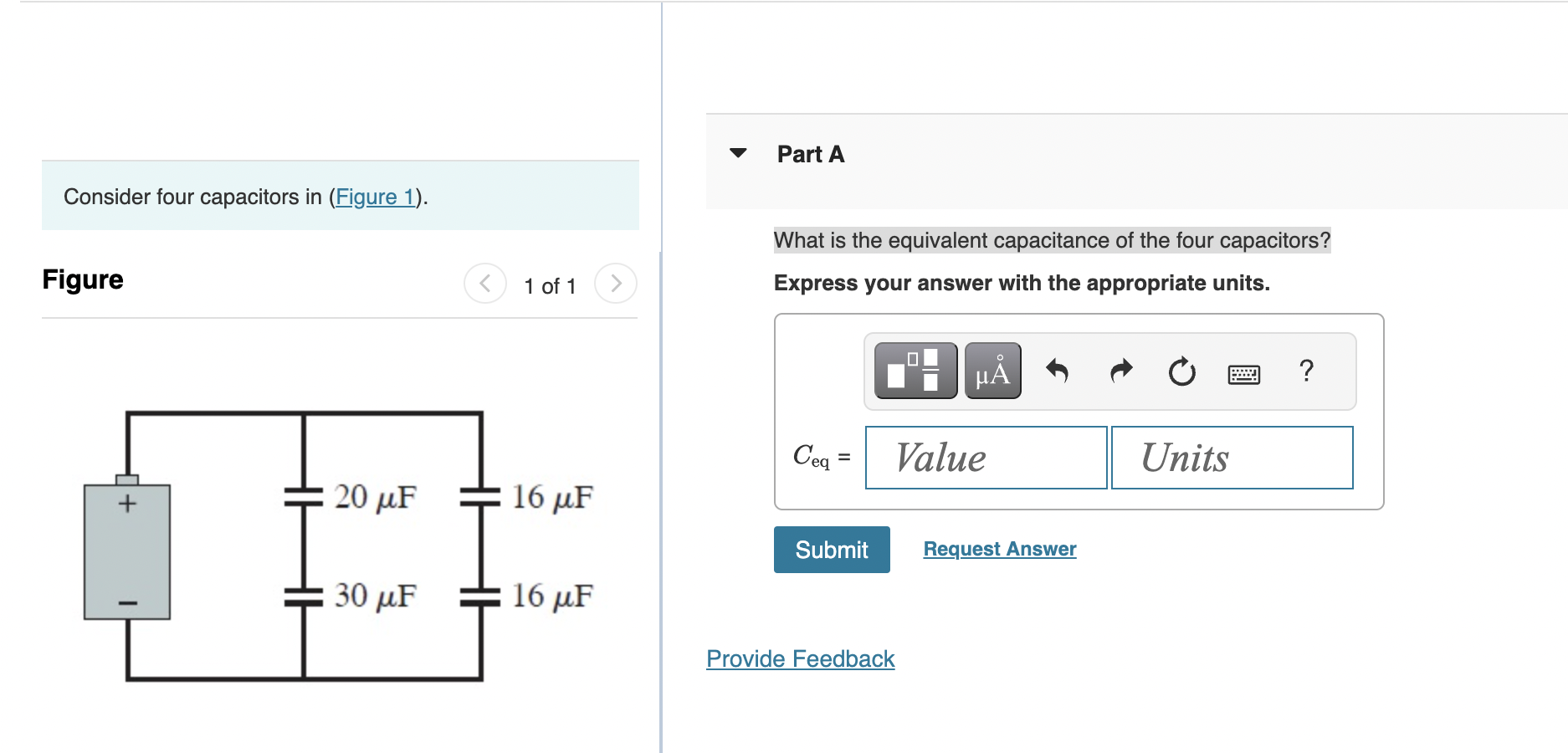 Solved Consider four capacitors in (Figure 1). What is the | Chegg.com