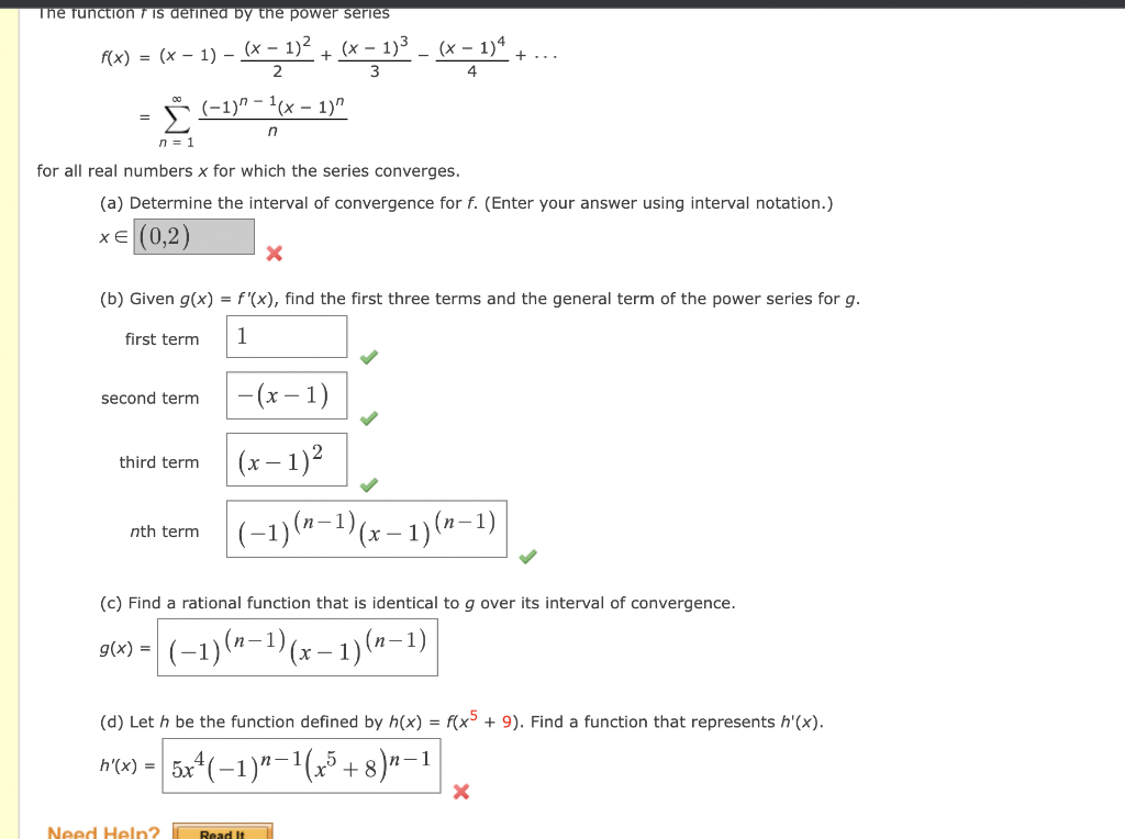 Solved The function f is derined by the power series | Chegg.com