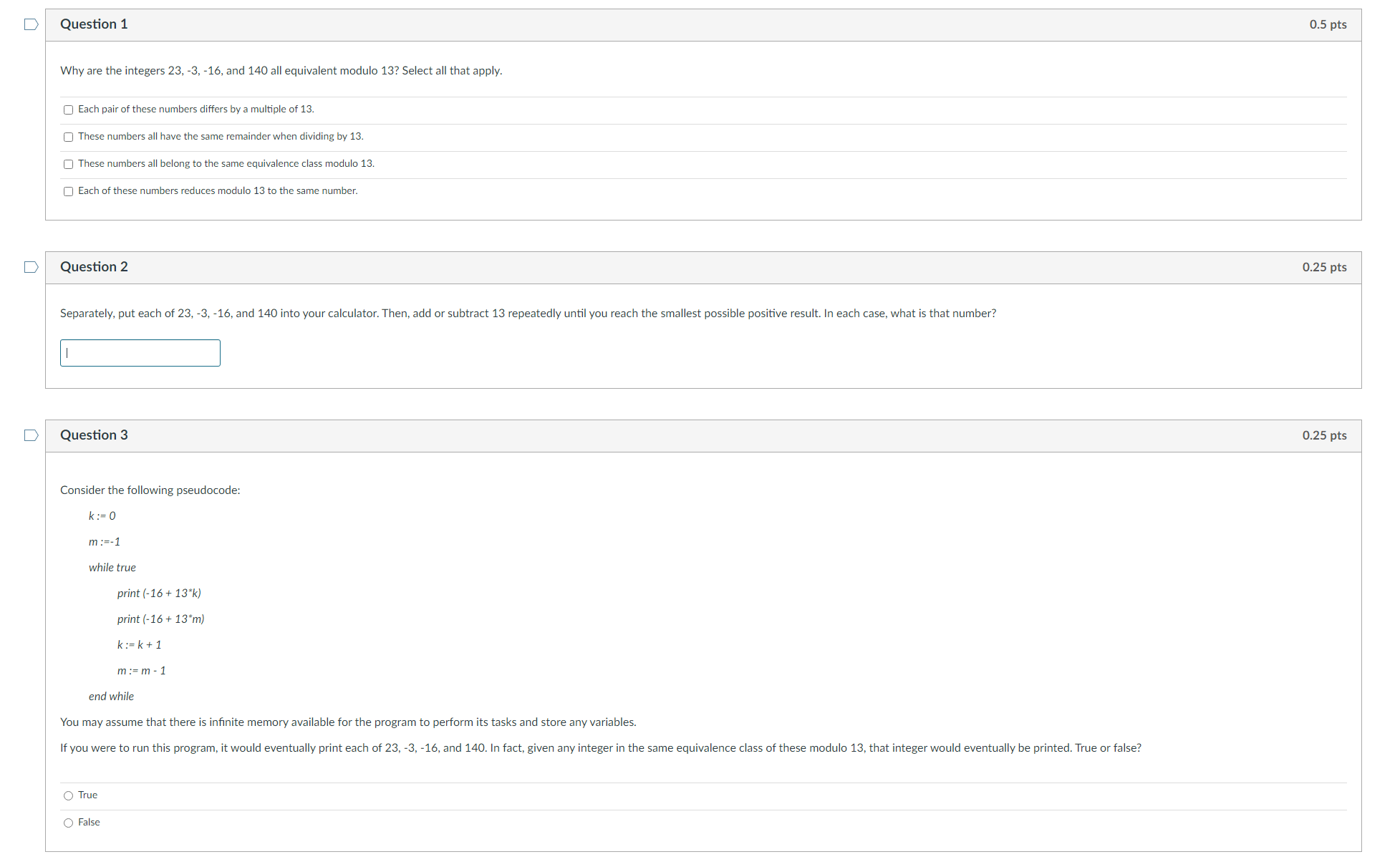 Solved Why are the integers 23,−3,−16, and 140 all | Chegg.com