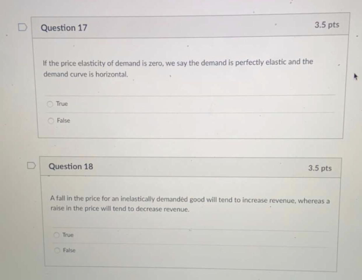 Solved Question 17 3.5 pts If the price elasticity of demand | Chegg.com