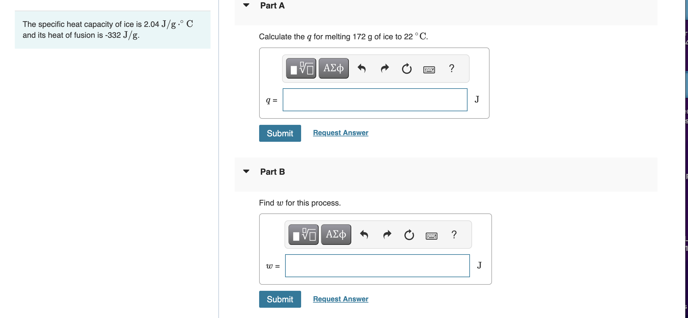 Solved The specific heat capacity of ice is 2.04 J/g⋅∘C and | Chegg.com