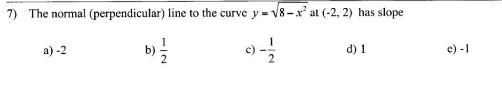 Solved 7) The normal (perpendicular) line to the curve | Chegg.com