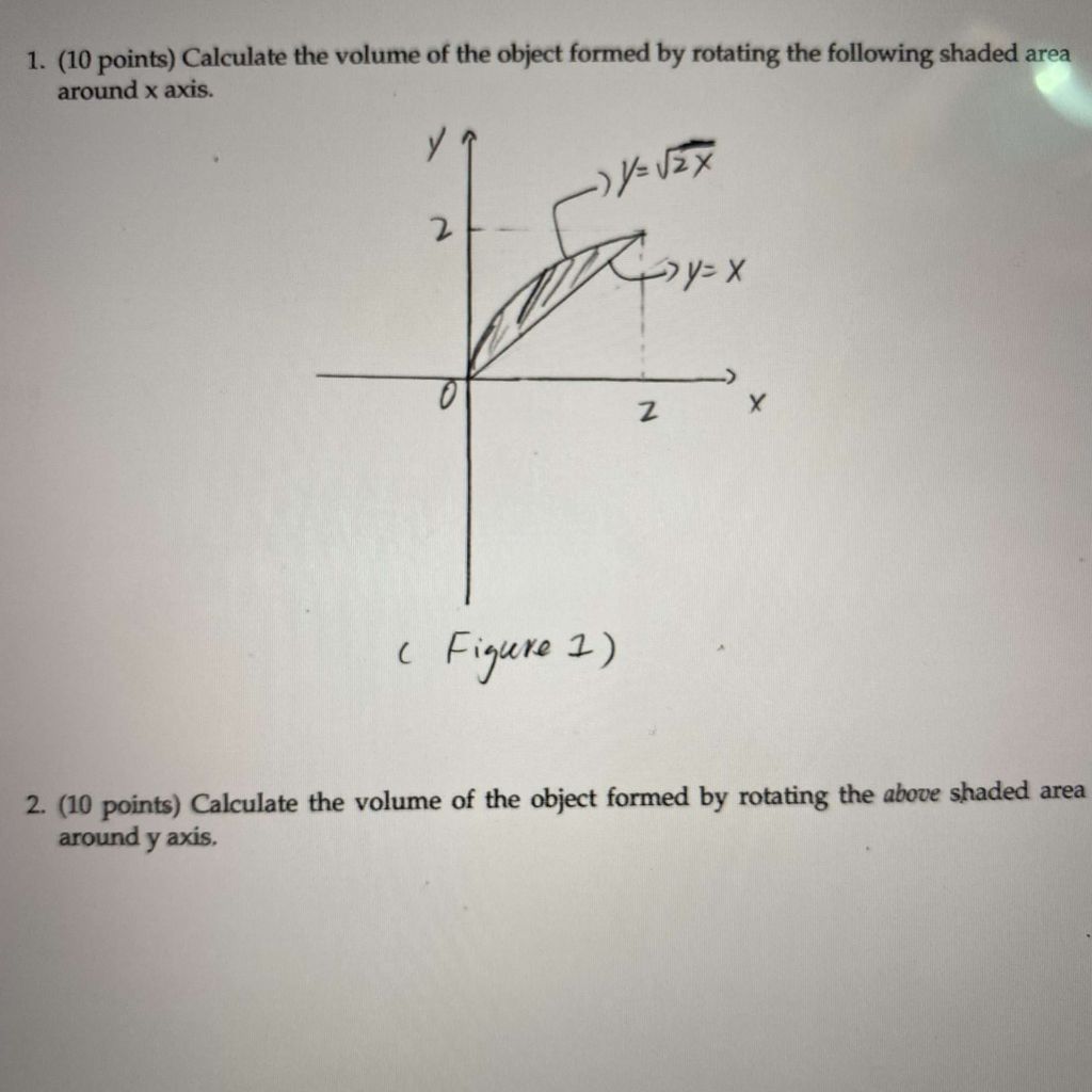 Solved 1. (10 points) Calculate the volume of the object | Chegg.com