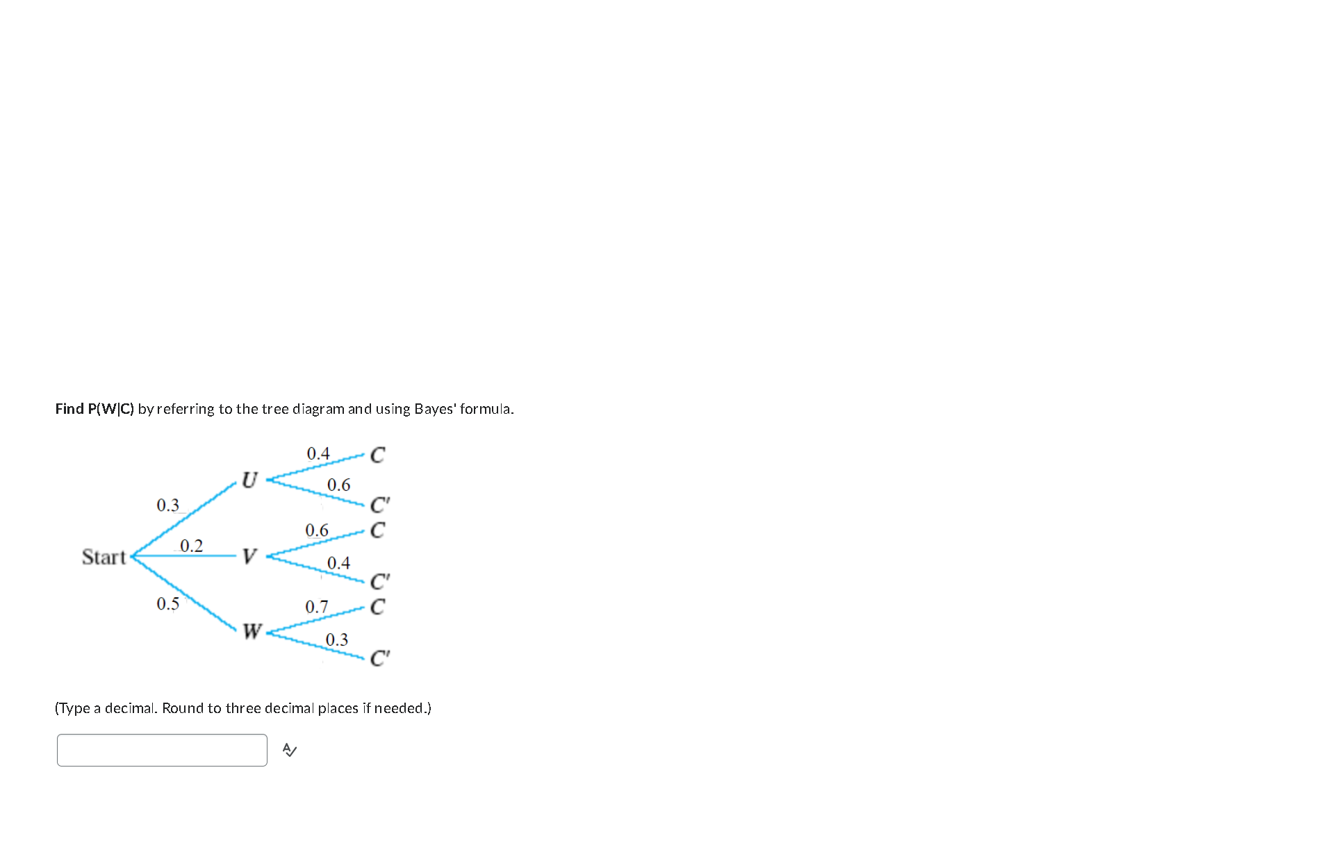 Solved Find P(W|C) ﻿by referring to the tree diagram and | Chegg.com