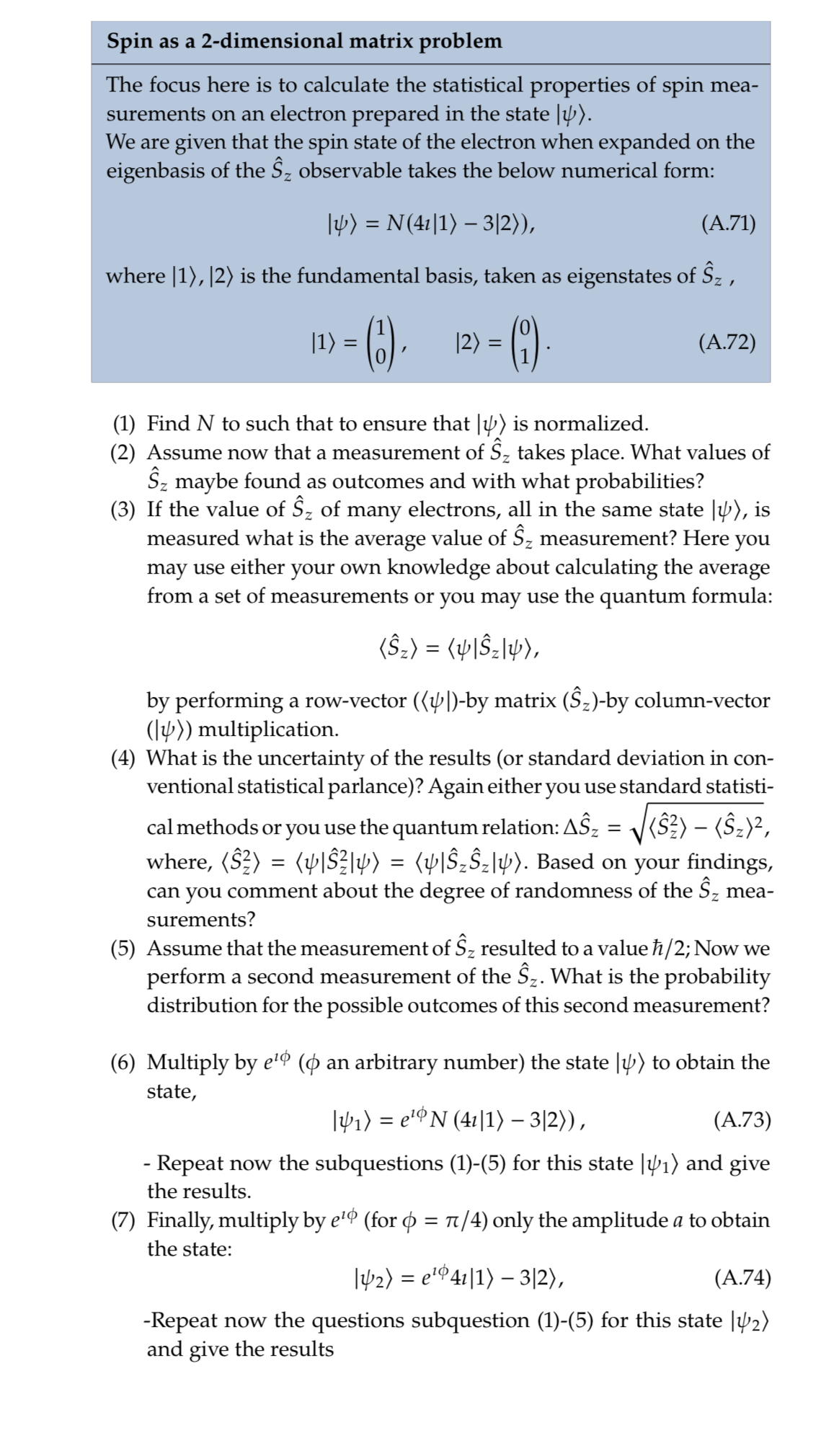 Solved Spin as a 2-dimensional matrix problem The focus here | Chegg.com