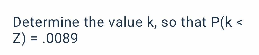 Solved Determine the value k, so that P(k | Chegg.com