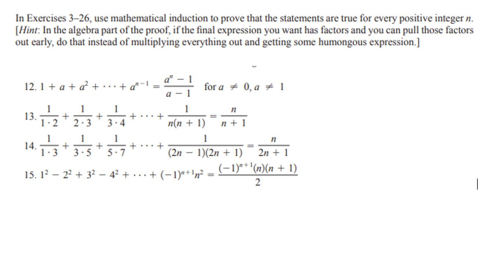 Solved In Exercises 3–26, use mathematical induction to | Chegg.com