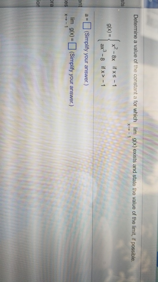 Solved Determine a value of the constant a for which lim | Chegg.com