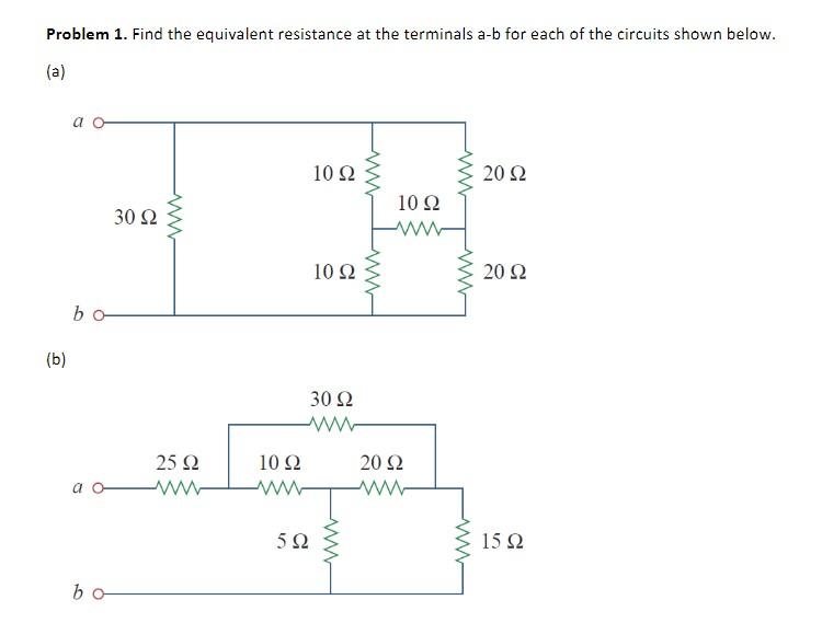 Solved Problem 1. Find the equivalent resistance at the | Chegg.com