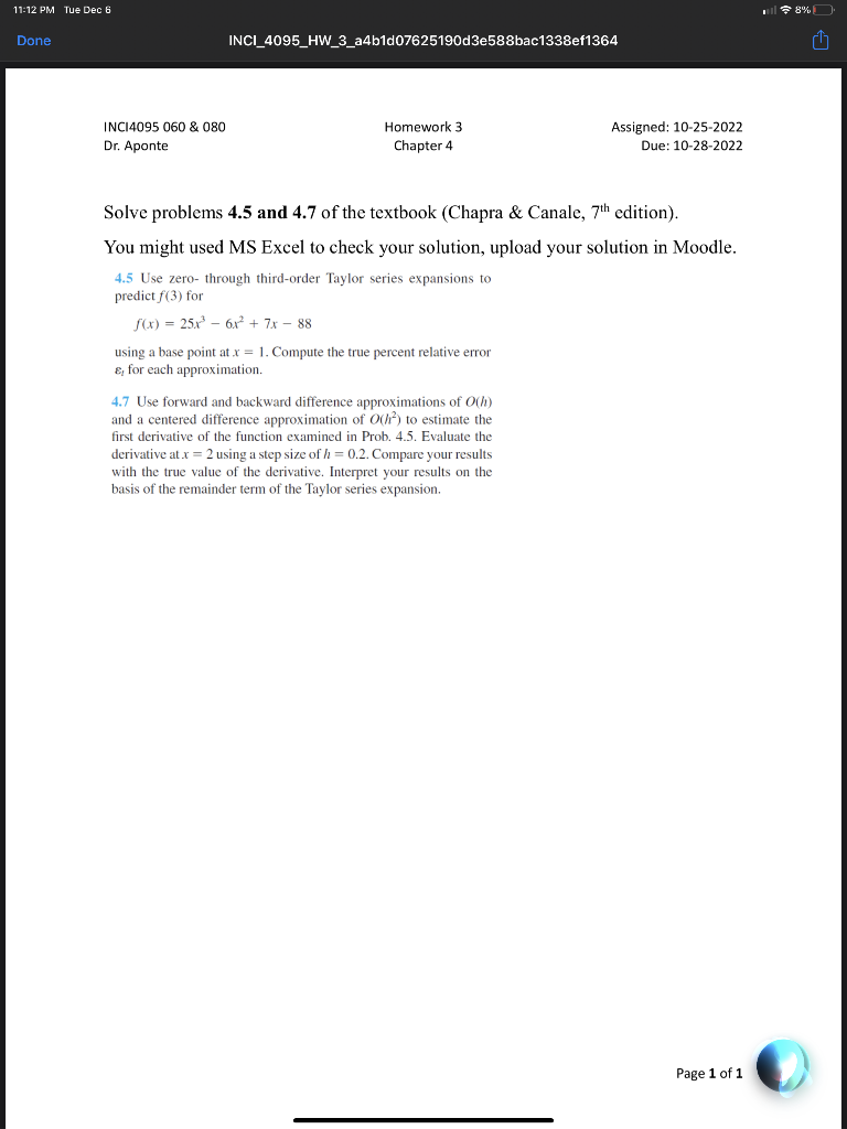 Solve problems 4.5 and 4.7 of the textbook (Chapra \& | Chegg.com