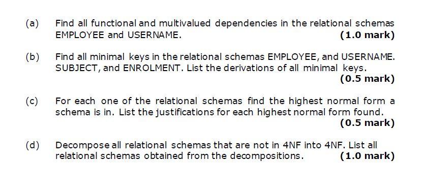Task 1 (3.0 marks) Analysis of relational schemas and | Chegg.com