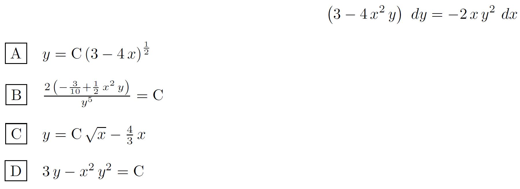 Solved Use the integrating factor method, solve and select | Chegg.com