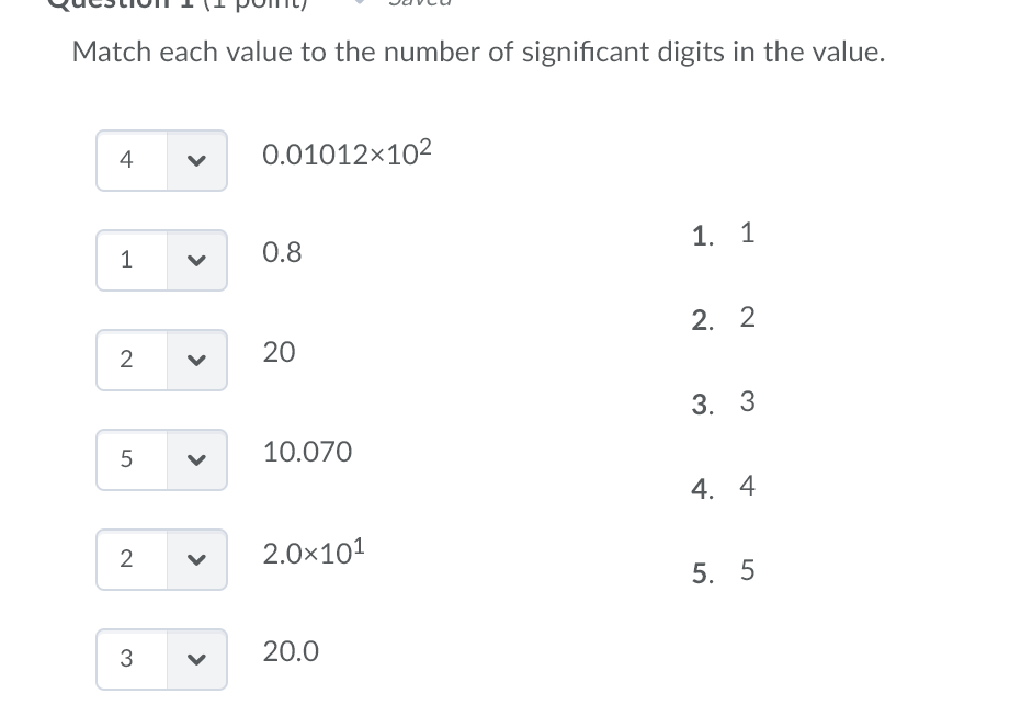 Solved Match each value to the number of significant digits | Chegg.com