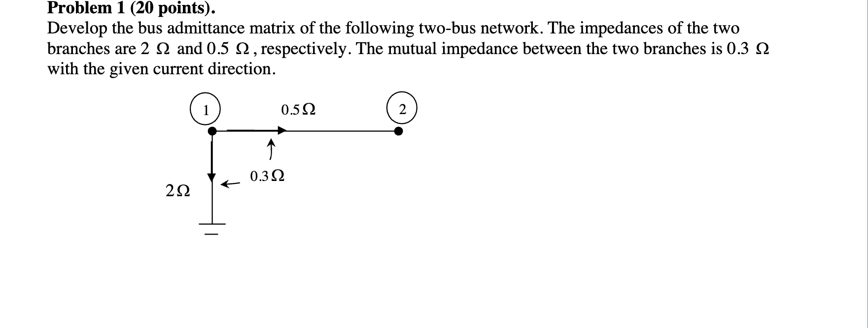 Solved Problem 1 ( 20 points). Develop the bus admittance | Chegg.com