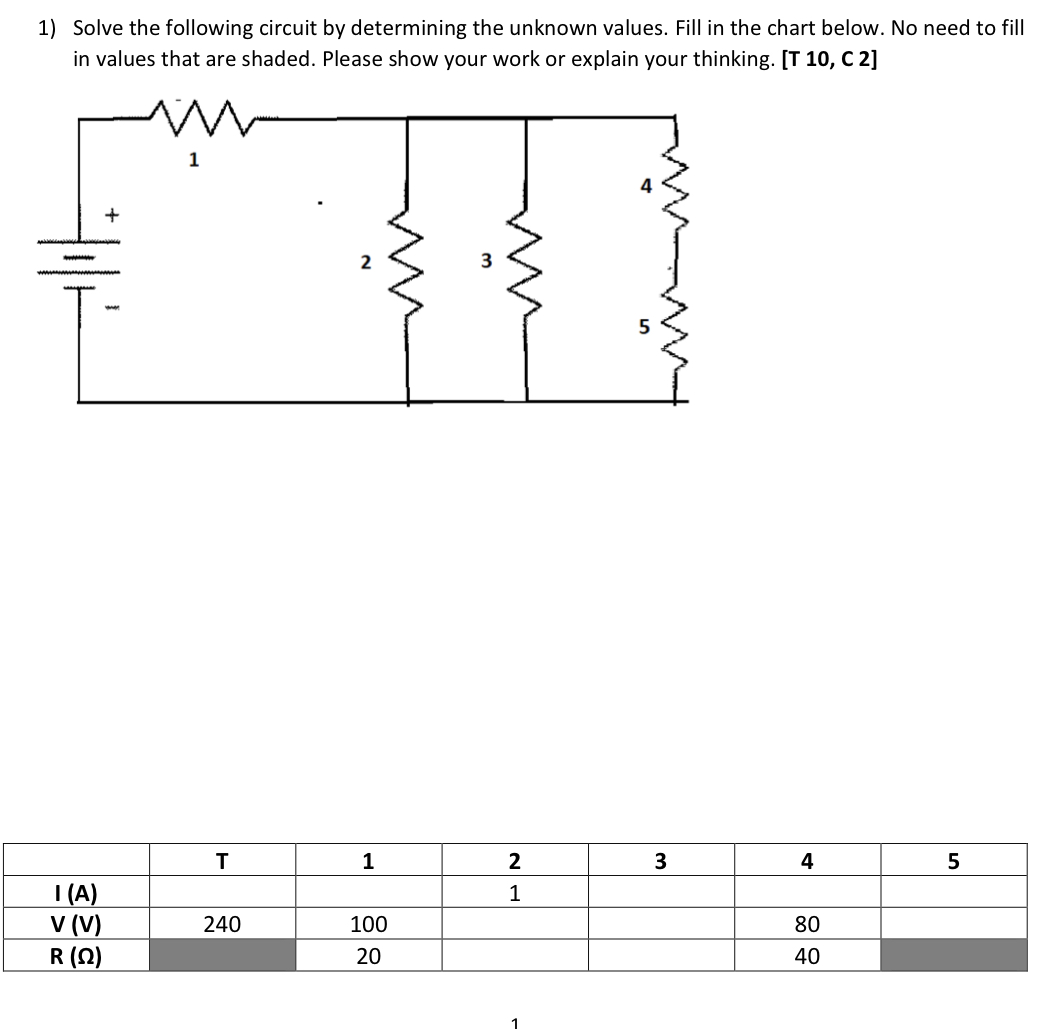 Solved 1) Solve the following circuit by determining the | Chegg.com