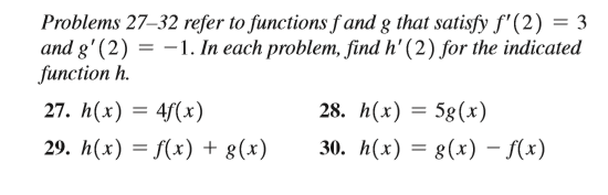 Solved Problems 27-32 refer to functions f and g that | Chegg.com