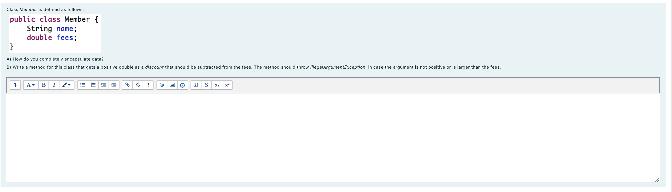Solved Class Member is defined as follows: public class | Chegg.com