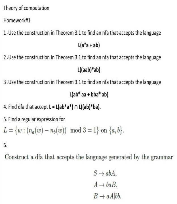 Theory of computation Homework#1 1.Use the | Chegg.com