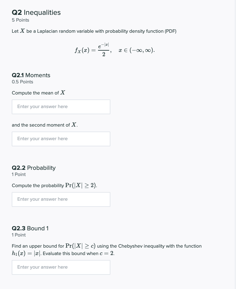 Solved Q2 Inequalities 5 Points Let X be a Laplacian random | Chegg.com