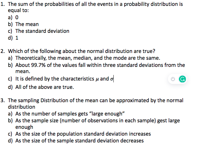 Solved 1. The sum of the probabilities of all the events in | Chegg.com