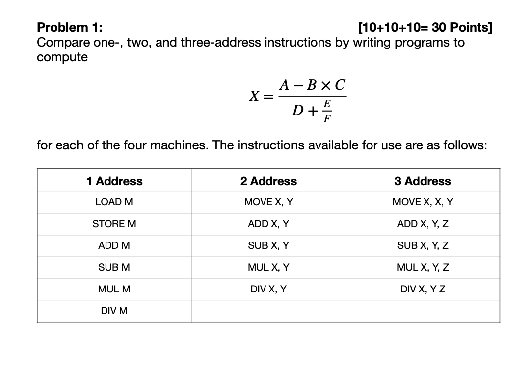 Solved Problem 1: [10+10+10= 30 Points] Compare one-, two, | Chegg.com