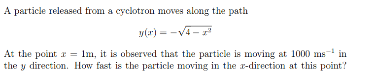 Solved A particle released from a cyclotron moves along the | Chegg.com