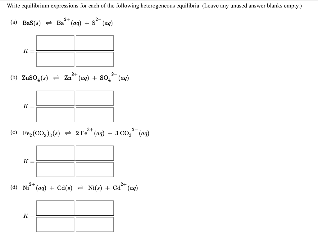 Solved Write equilibrium expressions for each of the | Chegg.com