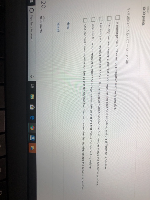 Solved value 0.00 points A nonnegative number minus a | Chegg.com