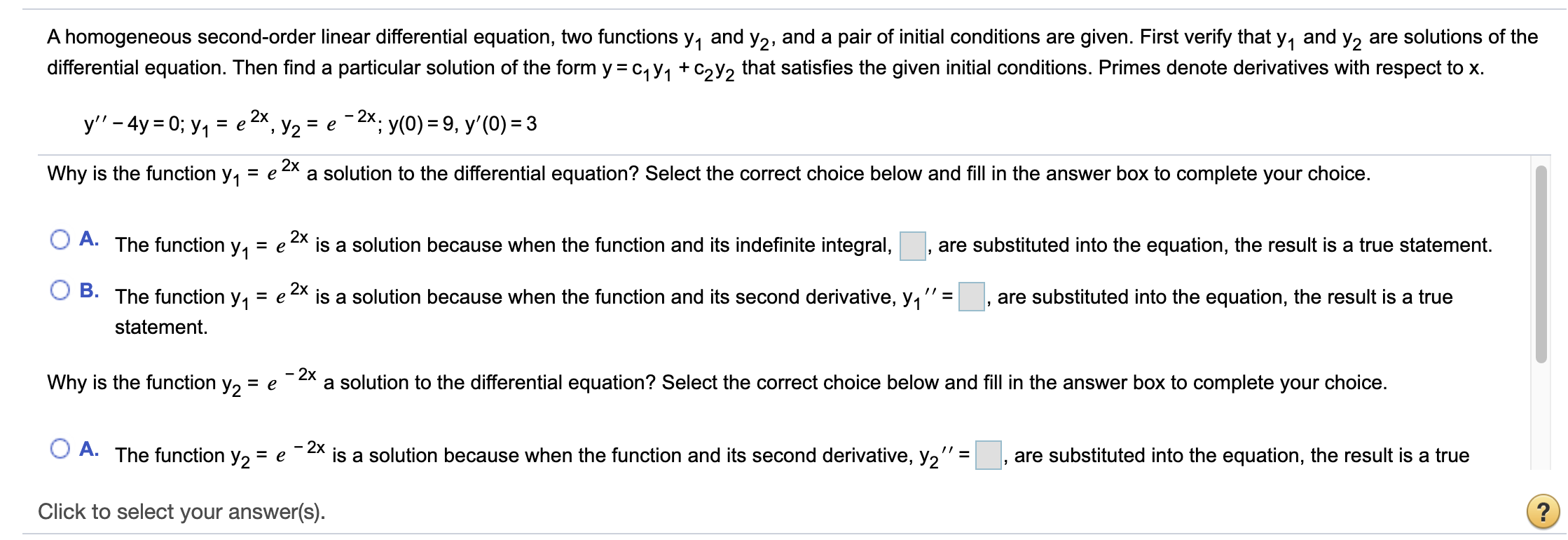 Solved A homogeneous second-order linear differential | Chegg.com