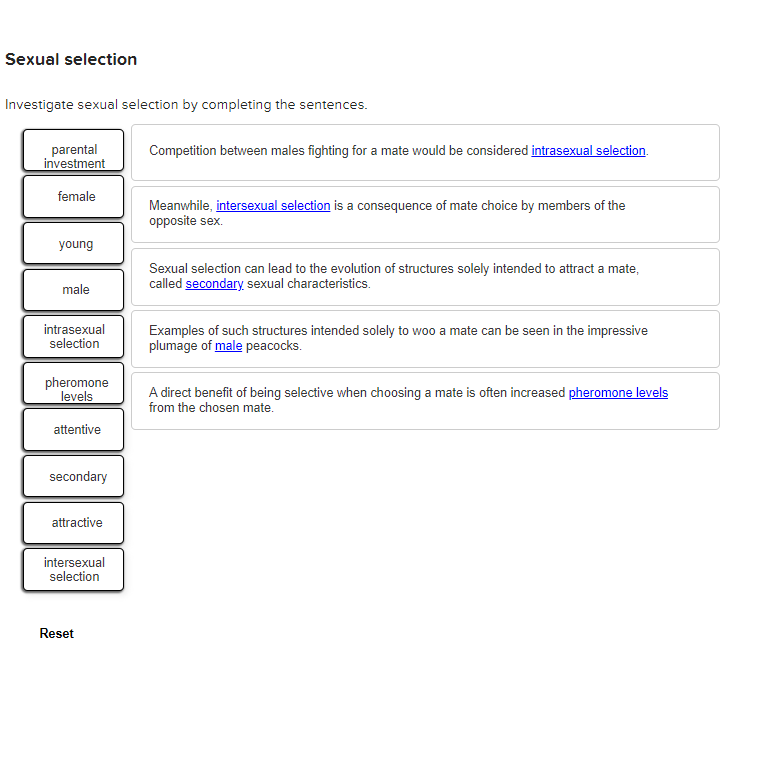 Solved Sexual selection Investigate sexual selection by | Chegg.com